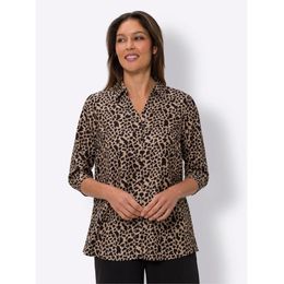 Sieh an! Longbluse in camel-schwarz-bedruckt | Gr.: 56