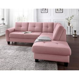 Sit & More sit&more Ecksofa &raquo;Varese L-Form&laquo; mit Federkern, wahlweise mit Schlaffunktion und Stauraum rosa Luxus-Microfaser (100% Polyester)IStruktur fein (100% 