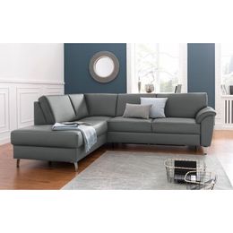 Sit & More sit&more Ecksofa &raquo;Texel L-Form&laquo; mit Federkern, wahlweise mit Schlaffunktion und Bettkasten grau Kunstleder SOFTLUX ;Luxus-Microfaser (100% Polyester) 