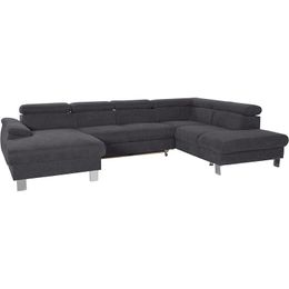 COTTA Wohnlandschaft &raquo;Komaris U-Form, B: 320 cm&laquo; mit Kopfteilverstellung, optional Schlaffunktion, Bettkasten & Licht grau Microfaser PRIMABELLE (100%