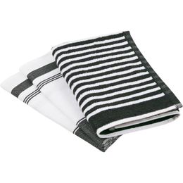 Ross Geschirrtuch &raquo;Exclusiv&laquo; 1x K&uuml;chen-Frottiertuch (Streifen) und 2 Geschirrt&uuml;cher (Gartenkr&auml;uter) schwarz 100% Baumwolle, 50% Baumwolle, 50% Leinen 
