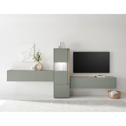 Home Affaire Wohnwand &raquo;City/Giron, moderne Anbauwand, Komplettset in vielen Farben verf&uuml;gbar&laquo; Set, 3 Stk. tlg. gr&uuml;n Holzwerkstoff B/H/T: 350cmcm x 
