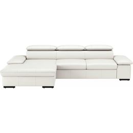 Sit & More sit&more Ecksofa &raquo;Alcudia L-Form&laquo; wahlweise mit Schlaffunktion wei&szlig; B/H/T: 286cm x 73cm x 174cm, NaturLEDER , Recamiere links,mit Kopfteilverstellung,