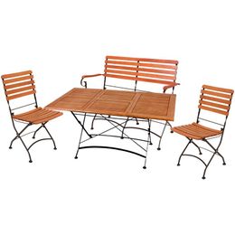 Garden Pleasure Garten-Essgruppe &raquo;WIEN&laquo; 4 Stk. tlg. mit praktischer Klappfunktion braun FSC -zertifiziertes Massivholz, Stahl B/H/T: 290cm x 89cm x 150cm, ausziehbar 