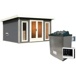 Karibu Saunahaus &raquo;Maiko 2A&laquo; Set, Ofen 9 KW externe Strg easy beige Saunaofen, externe Steuerung, 9 kW