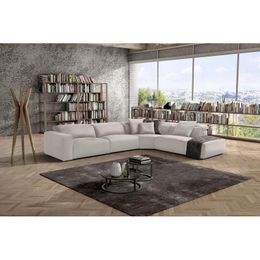 Egoitaliano Ecksofa &raquo;Beverly, extravangantes Designsofa mit erstklassigem Sitzkomfort&laquo; wahlweise mit elektrischer Relaxfunktion, Kopfteilverstellung grau Leder &raquo;