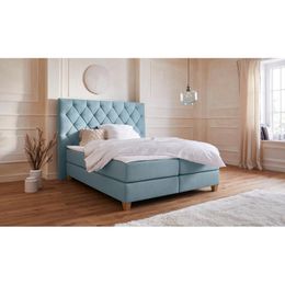 Home Affaire Boxspringbett &raquo;Harmones hoch&laquo; in 3 Breiten, H&auml;rtegrad auch im Mix mit je 1 Matratze in H2 und H3 gr&uuml;n Struktur (100% Polyester) Struktur,