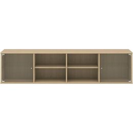 Regal &raquo;Mistral, Hochwertig Lowboard, h&auml;ngend/stehend montierbar&laquo; mit zwei Glast&uuml;ren, B: 177 cm, lowboard, anpassungsbar Designm&ouml;bel wei&szlig; B/H/T: 177cm 