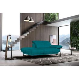 Egoitaliano Ottomane &raquo;Anais, erstklassiges Designsofa, Breite 179 cm, Fu&szlig;farbe schattengrau&laquo; Kopfteil verstellbar, Luxus-Microfaser, blaur&uuml;n bunt LEDER -Artikel 