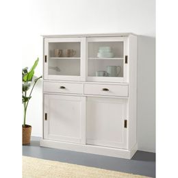 OTTO home Highboard &raquo;Schr&ouml;der&laquo; Vitrine aus massivem Kiefernholz, Breite 114 cm wei&szlig; FSC -zertifiziertes Massivholz B/H/T: 114cm x 140cm x 40cm, 2 Stk.
