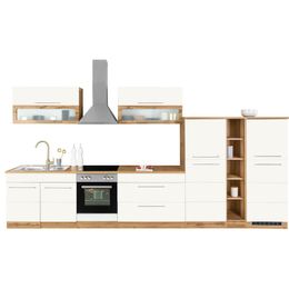 KOCHSTATION K&uuml;chenzeile &raquo;KS-Wien&laquo; Breite 410 cm, wahlweise mit E-Ger&auml;ten wei&szlig; B/H/T: 410cm x 60cm, ohne E-Ger&auml;te