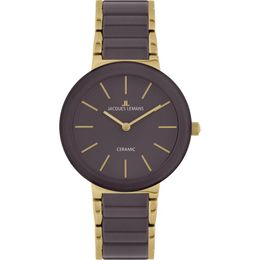 Jacques Lemans Damen Quarzuhr &raquo;Monaco&laquo; Armbanduhr, Damenuhr, Keramik, analog braun Einheitsgr&ouml;&szlig;e