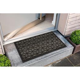 Astra Fu&szlig;matte &raquo;Border Graphic&laquo; rechteckig 8 mm H&ouml;he T&uuml;rmatte, Schmutzfangmatte, rutschfest, in und Outdoor grau Gummi, Kunstfaser B : 45cm 1 Stk., 
