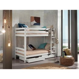 Vipack Etagenbett &raquo;Pino&laquo; Made in Europe, wahlweise mit Bettschublade wei&szlig; Mit 2 Bettschubladen, Liegefl&auml;che B/L: 90cm x 200cm H: 161cm, kein H&auml;rtegrad, ohne 