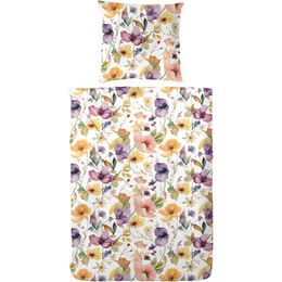 Primera Bettw&auml;sche &raquo; Mako-Satin-Bettw&auml;sche Viola&laquo; 2 Stk. mit einem kr&auml;ftigen Blumenmuster gelb Mako-Satin, Obermaterial: 100% Baumwolle B/L: 135cm x 200cm, 1 