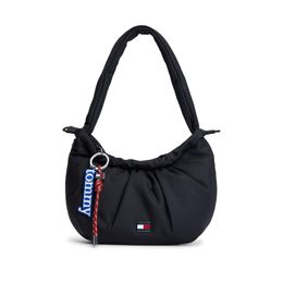 Tommy Jeans Damen Schultertasche &raquo;TJW ICON CHARMS SHOULDER BAG&laquo; Damen Handtasche, Umh&auml;ngetasche mit modischen Raffungen schwarz B/H/T: 28cm x 18cm x 