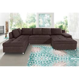 OTTO home Wohnlandschaft &raquo;Labene U-Form&laquo; wahlweise mit Schlaffunktion und Bettkasten braun Struktur fein (95% Polyester, 5% Polyamid);Luxus-Microfaser