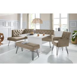 exxpo - sofa fashion Eckbank &raquo;Doppio, Chesterfield Optik, komfortabel und bequem, hohe Designf&uuml;&szlig;e&laquo; Frei im Raum stellbar braun 100% Polyester B/H/T: 
