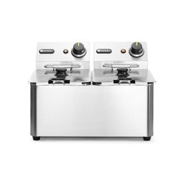 ich-zapfe Friteuse - 2 x 4 l, Edelstahl mit 2 Heizelementen und Kaltzone