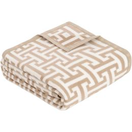 Ibena Wohndecke &raquo;Jacquard Decke Cambridge&laquo; mit schlichtem Labyrinth-Monogramm beige Mischgewebe B/L: 150cm x 200cm