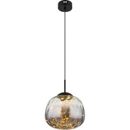 Globo LIGHTING LED Pendelleuchte &raquo;FIREFLY&laquo; LED-Modul 1 Stk. Warmwei&szlig; H&auml;ngelampe/Pendelleuchte/Glas rauchfarben/H&ouml;he k&uuml;rzbar/Esstisch 1 Stk.