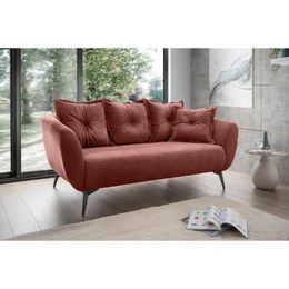 Home Affaire 2,5-Sitzer &raquo;Baggio, Breite 196 cm zeitlos & elegant, bequem&laquo; schwarze Metallf&uuml;&szlig;e rot 100% Polyester B/H/T: 196cm x 94cm x 103cm, Velours