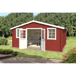 Lasita Maja Gartenhaus &raquo;Udo 300&laquo; Blockbohlenhaus 28mm rot Massivholz ohne Fu&szlig;boden, ohne Dacheindeckung