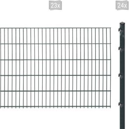 Arvotec Doppelstabmattenzaun &raquo;ESSENTIAL 103 zum Einbetonieren&laquo; Zaunh&ouml;he 103 cm, Zaunl&auml;nge 2 - 60 m grau Kunststoff, Stahl H/L: 103cm x 46m, Pfosten: 24 Stk.