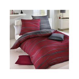 Traumschlaf Bettw&auml;sche Bibermotion redgraphit in rubin | Gr.: 135 x 200 + 80 x 80 cm