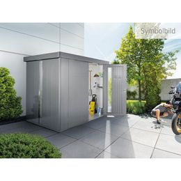 BioHort Ger&auml;tehaus &raquo;NEO Gr. 3A, verschiedene Farben&laquo; stylisches Gartenhaus mit Flachdach grau Stahl Einheitsgr&ouml;&szlig;e