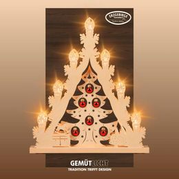 Weigla LED Lichterbogen &raquo;Weihnachtsbaum mit Kugeln, Made in Germany&laquo; 1 Stk. Lichterspitze, 7-flammig beige Holzwerkstoff B/H/T: 38cm x 43cm x 4,5cm