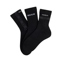 Hugo Underwear Herren HUGO Underwear Kurzsocken Packung, 3er, 3 Paar tlg. Logoschriftzug, grafisches Muster schwarz 43-46
