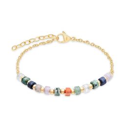 s.Oliver Damen s.Oliver Armband &raquo;Colorful Beads&laquo; mit Glasperle bunt 20cm, Edelstahl Perlen