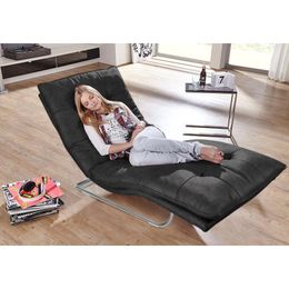 W.Schillig Relaxliege &raquo;daily dreams&laquo; in Waffelkissen-Optik, wahlweise mit Motor, Freischwingergestell grau Stoff S37 (100% Polyester) B/H/T: 75cm x 