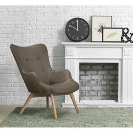 Home Affaire Sessel &raquo;Nicko&laquo; wahlweise mit und ohne Hocker grau 100% Polyester Samtoptik, ohne Hocker, B/H/T: 71cm x 96cm x 86cm