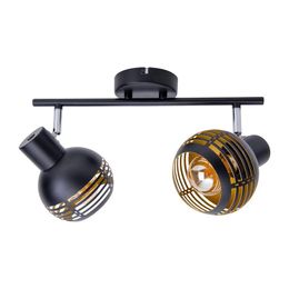 N&auml;ve n&auml;ve Deckenspots &raquo;Casco&laquo; E27 1 Stk. 2er Wand-/Deckenleuchte, schwarz, innen golden, exkl. 2x E27, L: 36cm 2, &Oslash; 12cm H: 15cm, 1 Stk.