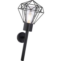 Globo LIGHTING Au&szlig;en-Wandleuchte &raquo;HORACE&laquo; E27 1 Stk. Au&szlig;enleuchte Edelstahl schwarz mit Klarglas, IP44, E27 15W schwarz 1, H: 28,5cm, 1 Stk.