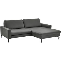 Die PlanBar Ecksofa &raquo;PN-EM20028 L-Form ohne Kopfst&uuml;tzen&laquo; wahlweise mit motorischem Canape grau B/H/T: 248cm x 89cm x 179cm, Glattleder TORRO, Ottomane
