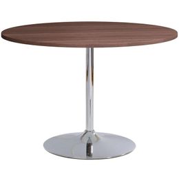 Otto Home Damen OTTO home Esstisch &raquo;Trompet&laquo; rund, &Oslash;110 cm, Tischplatte Hochglanz oder Holzoptik, Trompetenfu&szlig; braun B/H/T: 110cm x 75cm x 110cm