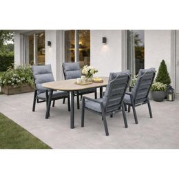 Destiny Garten-Essgruppe &raquo;GARDA SAN MARINO 4 HL + Tisch OV 180x90cm holzf./ anthrazit&laquo; Set, 5 tlg. Aluminium, Polywood grau Aluminium, Polywood B/H/T: 62cm x 