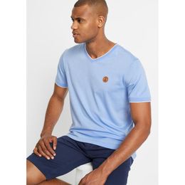 bonprix Herren bonprix T-Shirt Regular Fit, Kurzarm, mit V-Ausschnitt blau 56/58 (XL)
