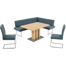 K+w Komfort & Wohnen K+W Komfort & Wohnen Essgruppe &raquo;Santos III&laquo; 4 Stk. tlg. gepolsterte Eckbank und St&uuml;hle, langer Schenkel rechts oder links blau B/H/T: 205cm x 86cm x 