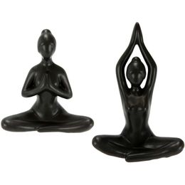 I.GE.A. Dekofigur &raquo;Yoga-Frau&laquo; 2er Set, Yogafigur, Yogaskulptur schwarz Keramik B/H/T: 16cm x 17cm