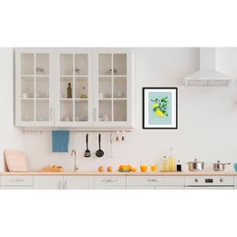 queence Bild mit Rahmen &raquo;oder Poster, Lemon - Zitronenzweig&laquo; Abstrakt Figuren Obst Obst Bilder Schriftzug 1 Stk. tlg. HD Premium Druck bunt Acrylglas,