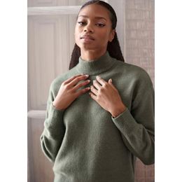 Lascana Damen Lascana Strickpullover mit Stehkragen und Rippb&uuml;ndchen, Loungewear gr&uuml;n 32/34