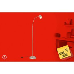 Briloner Leuchten LED Stehlampe &raquo;SKRIVA&laquo; GU10 1 Stk. 42,5x127,5 cm, B&uuml;ro, Wohnzimmer, Schlafzimmer silber 1, &Oslash; 28,5cm H: 7,5cm, 1 Stk.