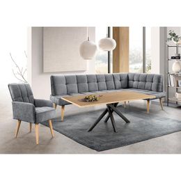 exxpo - sofa fashion Eckbank &raquo;Latte&laquo; moderne Sitz- und R&uuml;ckensteppung, bequem und elegant, hoher Holzfu&szlig; 100% PES B/H/T: 234cm x 95cm x 156cm, 