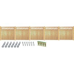 TETZNER & JENTZSCH Sichtschutzelement &raquo;COLUMBIA 3&laquo; kesseldruckimpr&auml;gniert beige Massivholz, Stahl H/L: 180cm x 9,54m, Pfosten: 6 Stk.