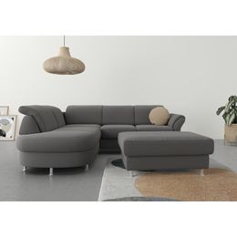 Sit & More sit&more Ecksofa &raquo;Apulia L-Form&laquo; wahlweise Schlaffunktion, Bettkasten und Kopf- und Armteilverstellung grau Webstoff (100% Polyester);Struktur weich (