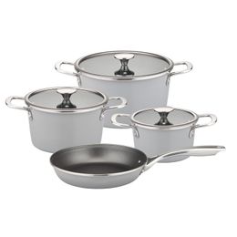 GSW Topf-Set &raquo;Stratos&laquo; Set, 7 tlg. tlg. Edelstahl Stahl-Emaille grau 1,6 l